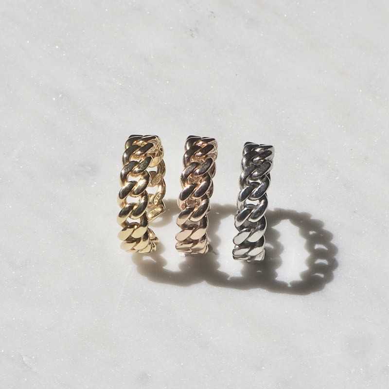 Ring chain trio yellow gold 18kt woman — free worldwide shipping